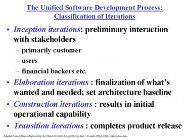 PPT – The Unified Software Development Process: Classification of ...