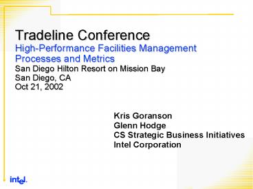 Tradeline Conference HighPerformance Facilities Management Processes ...