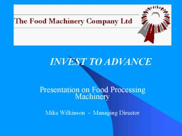 Presentation on Food Processing Machinery presentation | free to view