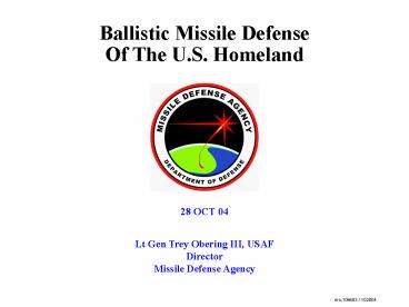 Ballistic Missile Defense presentation | free to view