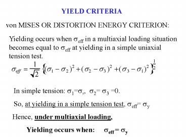 YIELD CRITERIA presentation | free to view