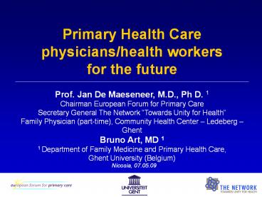 PPT – Primary Health Care physicians/health workers for the future ...