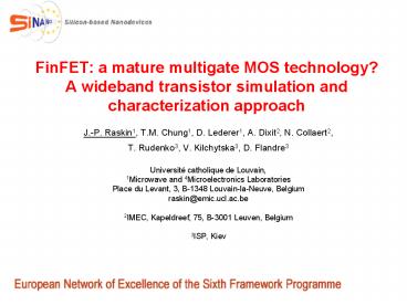 FinFET: a mature multigate MOS technology? A wideband transistor ...