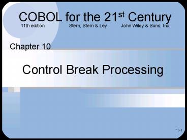 PPT – Control Break Processing PowerPoint presentation | free to view ...