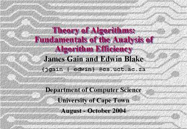 Theory of Algorithms: Fundamentals of the Analysis of Algorithm ...