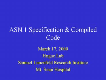 ASN'1 Specification presentation | free to view