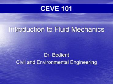 Introduction to Fluid Mechanics presentation | free to view