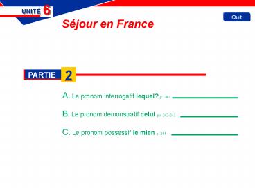The interrogative pronoun lequel which one replaces quel NOUN ...
