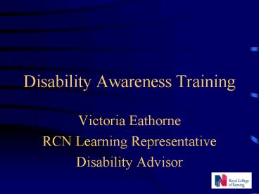Disability Awareness Training presentation | free to view