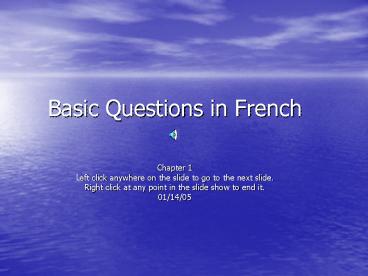 Basic Questions in French presentation | free to view