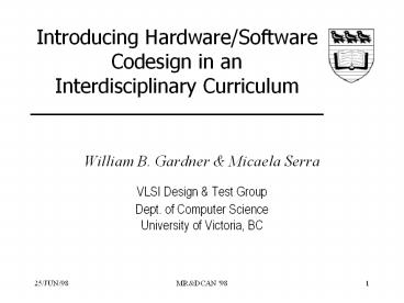 Introducing Hardware/Software Codesign in an Interdisciplinary Curriculum presentation | free to ...
