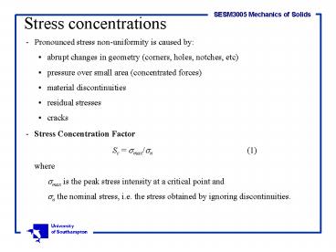 Stress concentrations presentation | free to view