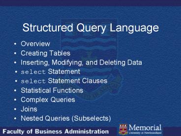 Structured Query Language presentation | free to view
