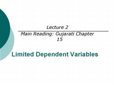 Limited Dependent Variables presentation | free to view