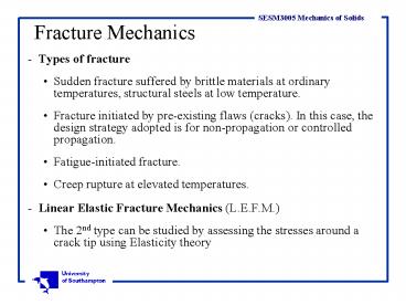 Fracture Mechanics presentation | free to view