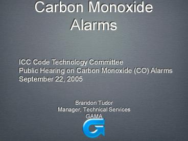 Carbon Monoxide Alarms presentation | free to view