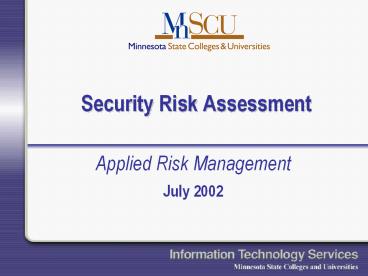 PPT – Security Risk Assessment PowerPoint presentation | free to view ...