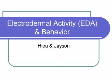 Electrodermal Activity EDA presentation | free to view