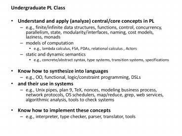 PPT – Undergraduate PL Class PowerPoint presentation | free to view ...