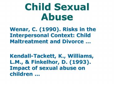 Child Sexual Abuse presentation | free to view