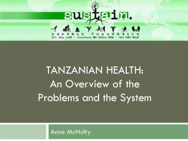 Tanzanian Health: An Overview of the Problems and the System ...