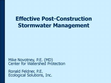 PPT – Effective PostConstruction Stormwater Management PowerPoint ...