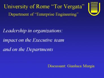 University of Rome Tor Vergata presentation | free to view