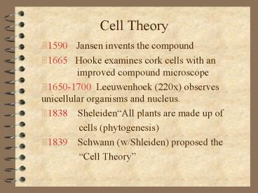 PPT – Cell Theory PowerPoint presentation | free to download - id ...