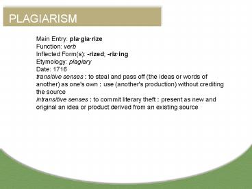 PLAGIARISM presentation | free to view