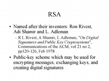 RSA presentation | free to view