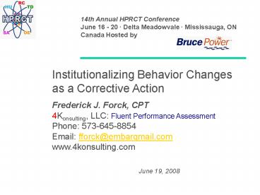PPT – Institutionalize Behaviors PowerPoint presentation | free to view ...