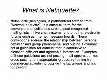 What is Netiquette... presentation | free to view