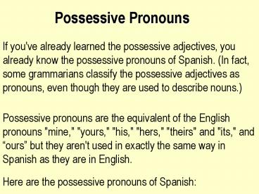 Possessive Pronouns presentation | free to view