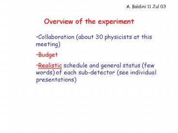 Overview of the experiment presentation | free to download