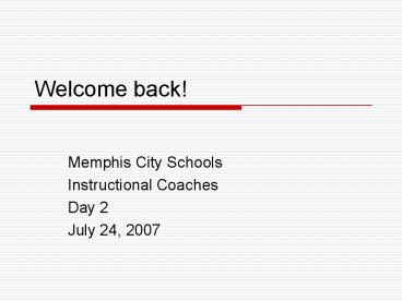 Welcome back presentation | free to view