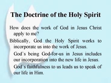 PPT – The Doctrine of the Holy Spirit PowerPoint presentation | free to ...