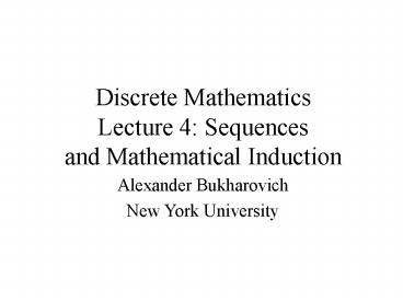 Discrete Mathematics Lecture 4: Sequences presentation | free to download