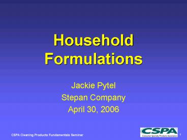 Household Formulations presentation | free to view