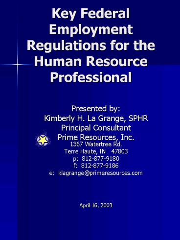PPT – Key Federal Employment Regulations for the Human Resource ...