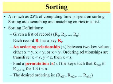 PPT – Sorting PowerPoint presentation | free to view - id: 11a868-MjNiM