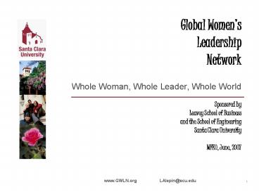 Global Womens Leadership Network Whole Woman, Whole Leader, Whole World ...