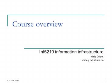 Course overview presentation | free to view