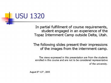 PPT – USU 1320 PowerPoint presentation | free to view - id: 11b838-YWRjN