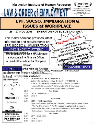 PPT – EPF, SOCSO, IMMIGRATION PowerPoint presentation | free to view ...