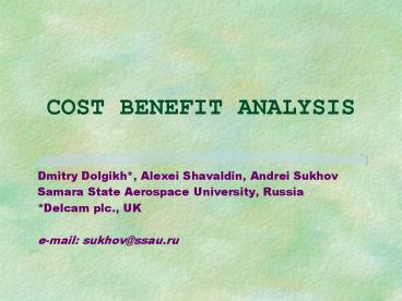 COST BENEFIT ANALYSIS presentation | free to view