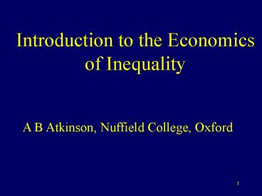 Introduction to the Economics of Inequality presentation | free to view
