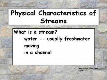 Physical Characteristics of Streams presentation | free to view