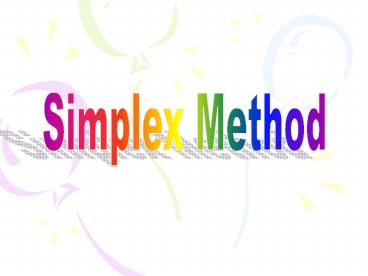 Simplex Method presentation | free to view