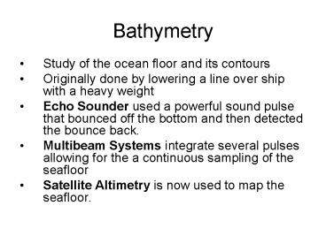 Bathymetry presentation | free to view