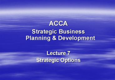 ACCA presentation | free to view